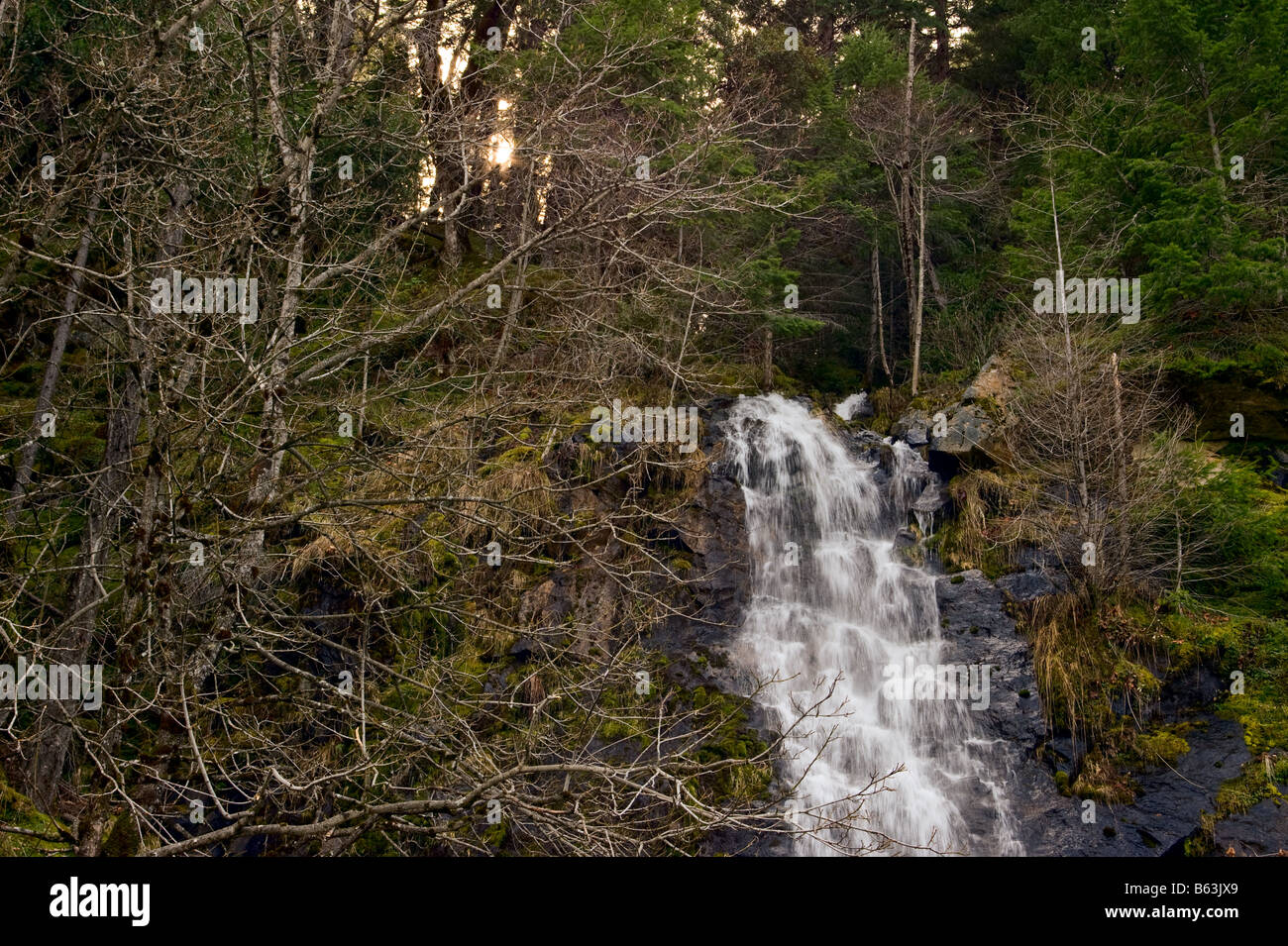 Waterfall in winter Stock Photo - Alamy