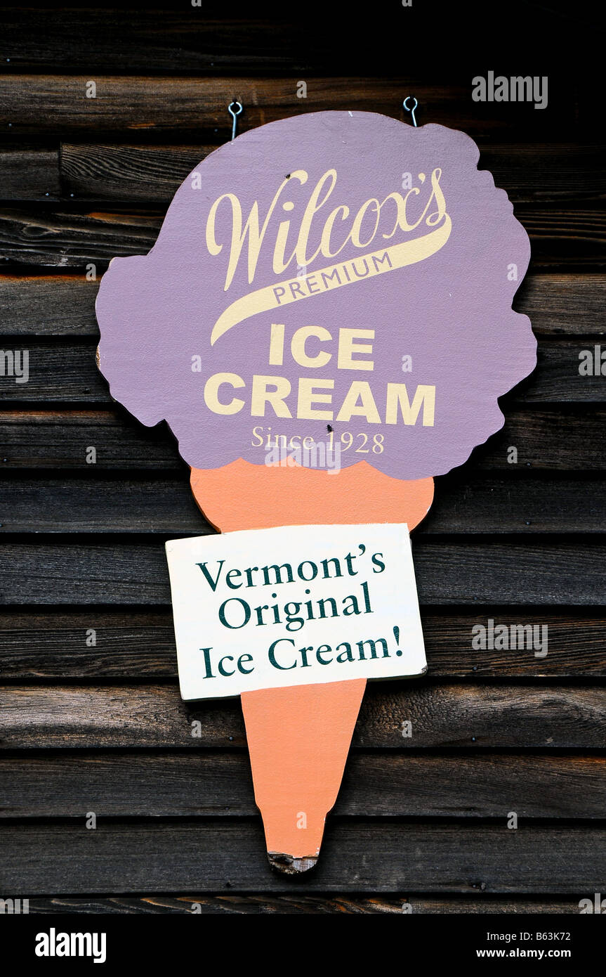 Sign for Wilcox's ice cream, Vermont, USA Stock Photo - Alamy