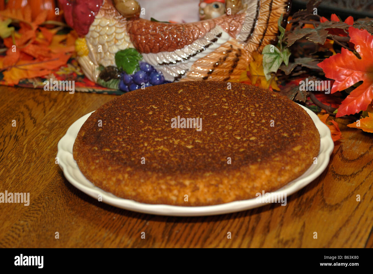 Cornbread baked southern style in a cast iron skillet in Kentucky USA ...