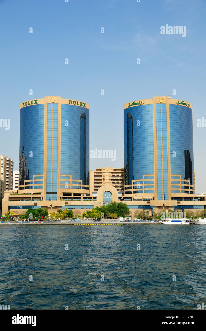 Rolex Two Towers at Dubai Creek Stock Photo - Alamy