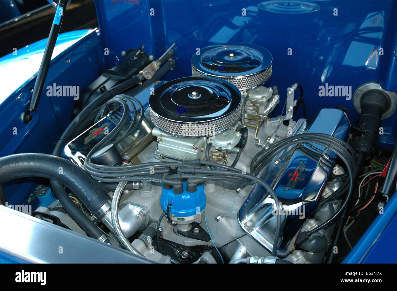Hot Rod Ford Engine with Two 4 Barrel Carburetors Stock Photo - Alamy