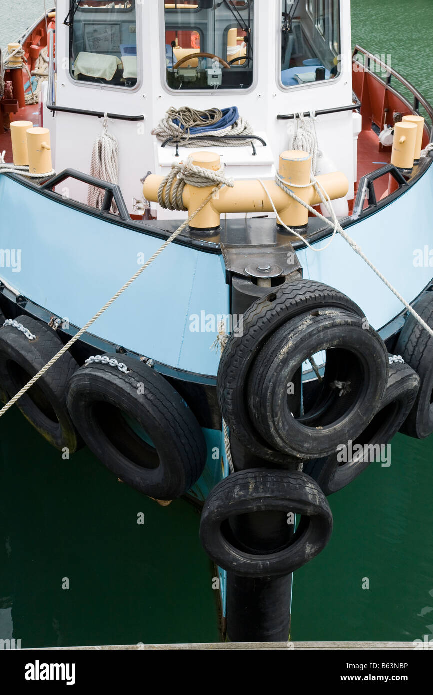 A close up of a tug boat moored in Camber Dock, Portsmouth, Hampshire ...