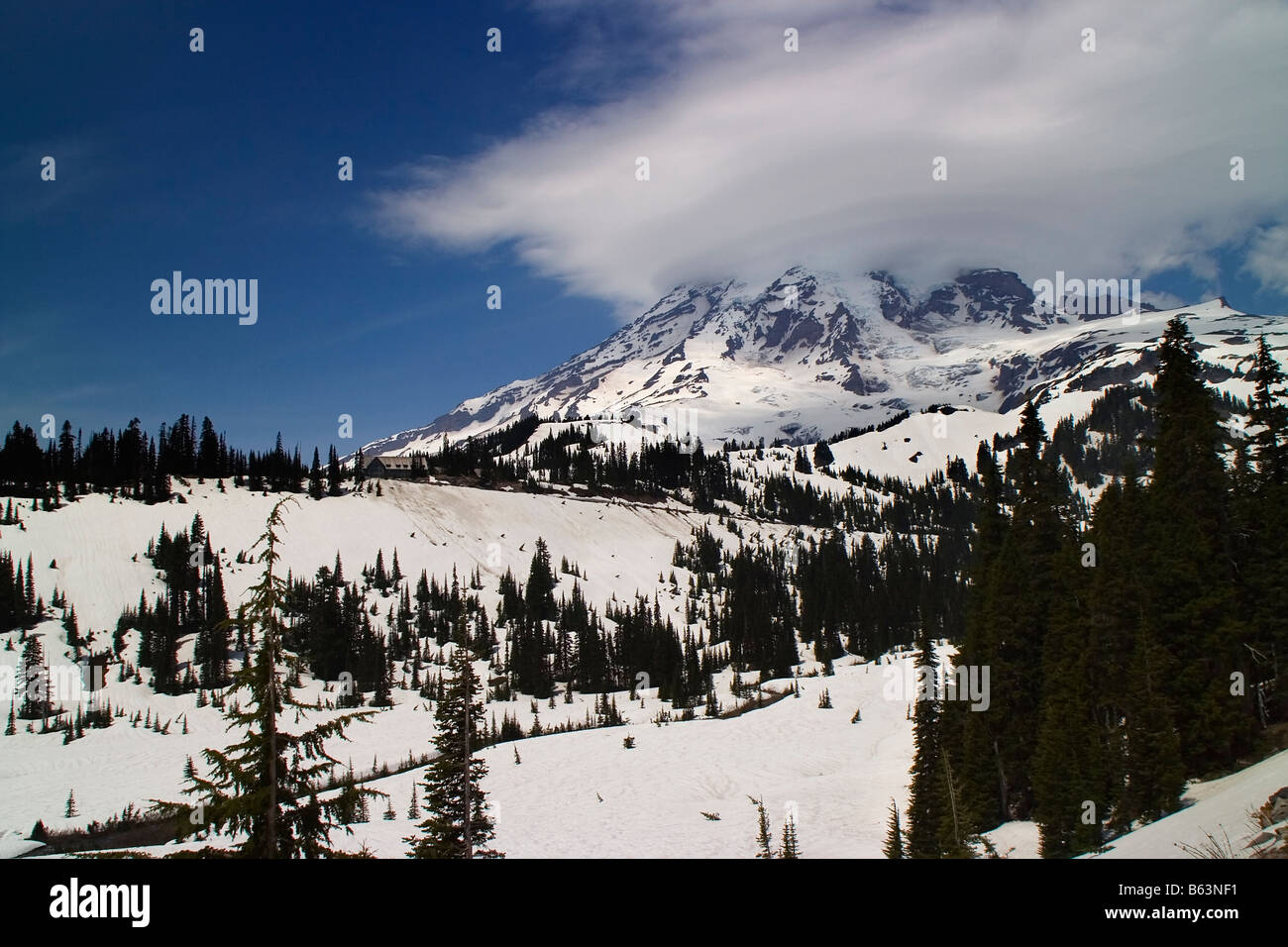 Paradise Inn Snowy Paradise Mount Rainier National Park Washington ...