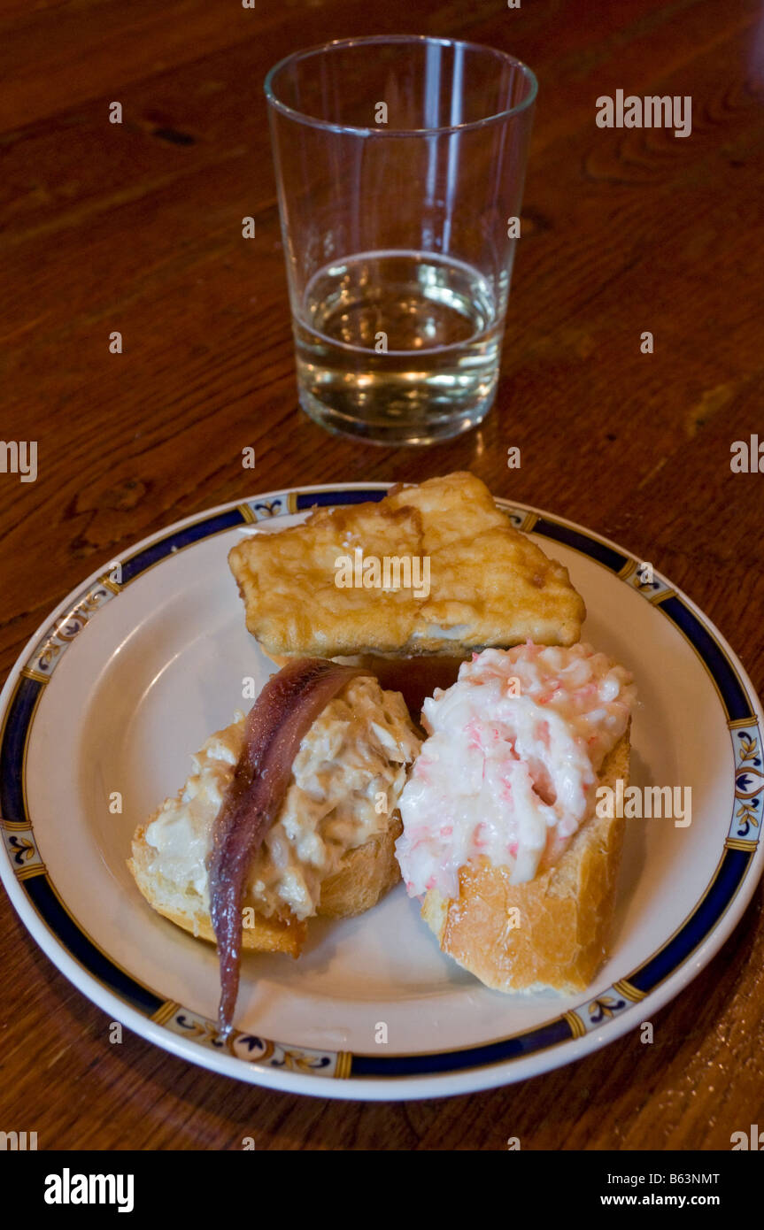 Hondarribia, Spain. Dish of local delicacies called Pintxos Stock Photo ...