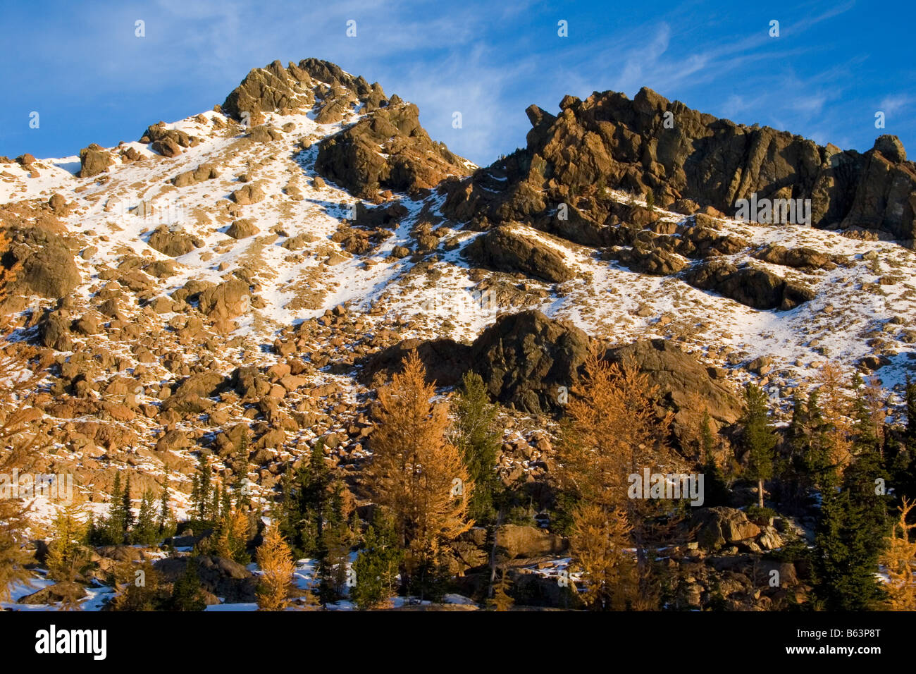 dawn morning fall autumn snow scenic landscape sub alpine wilderness ...