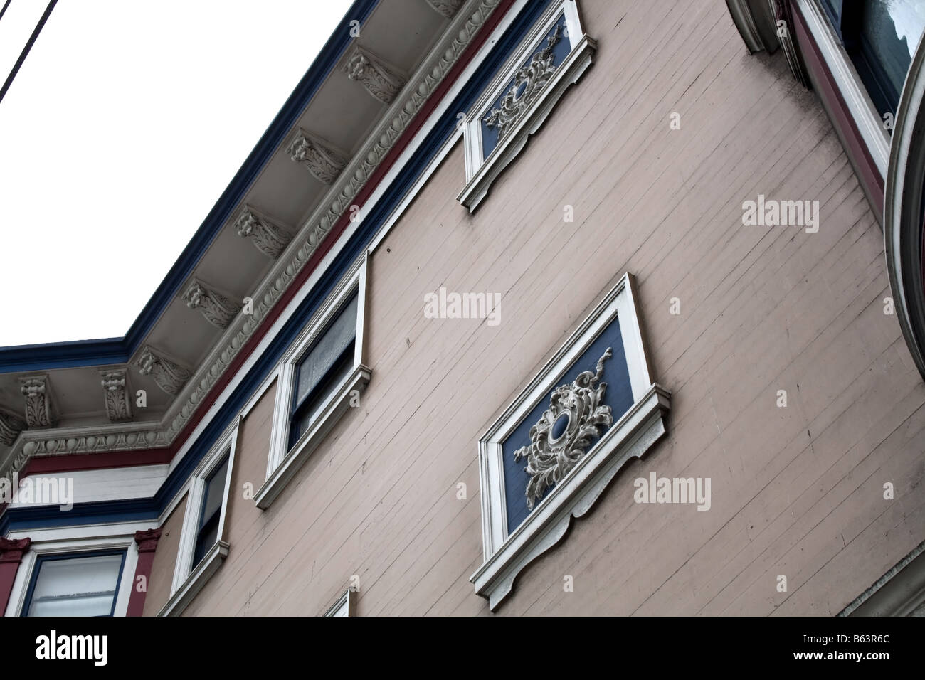Ornamental windows on a two story house in San Francisco, California ...