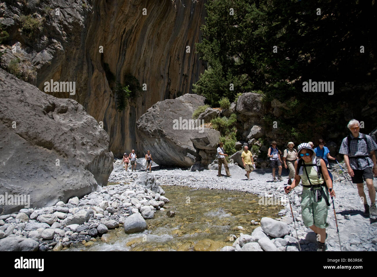 Hikers in the Samarian Gorge Stock Photo - Alamy