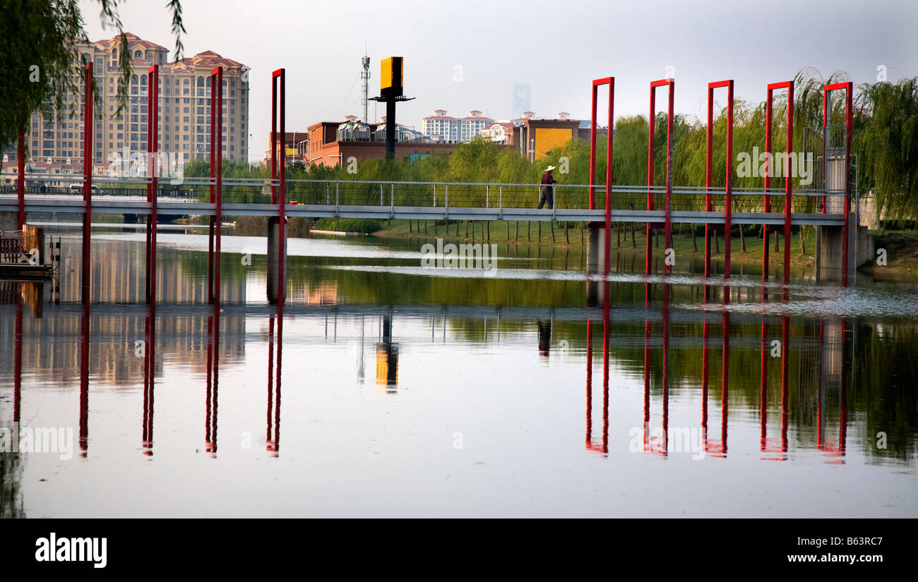 Red Bridge Reflections Weilaiyu Shanghai Suburbs China Modern ...
