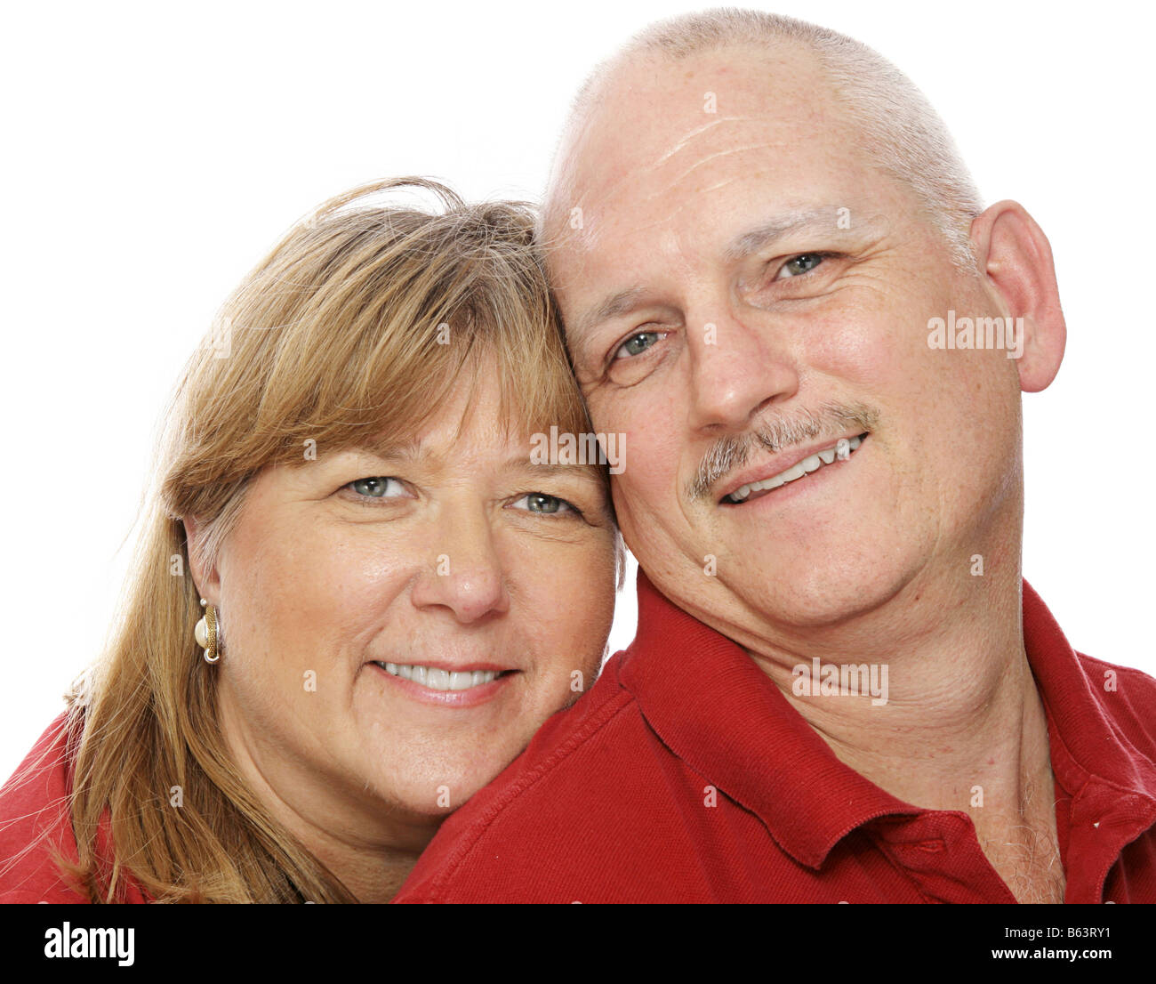 Closeup headshot of a mature couple in love White background Stock ...