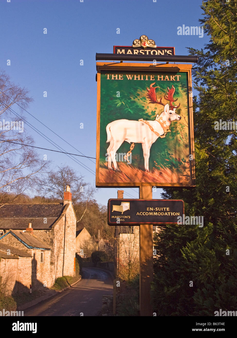 Sign for the White Hart in Ford Wiltshire England uk Stock Photo - Alamy