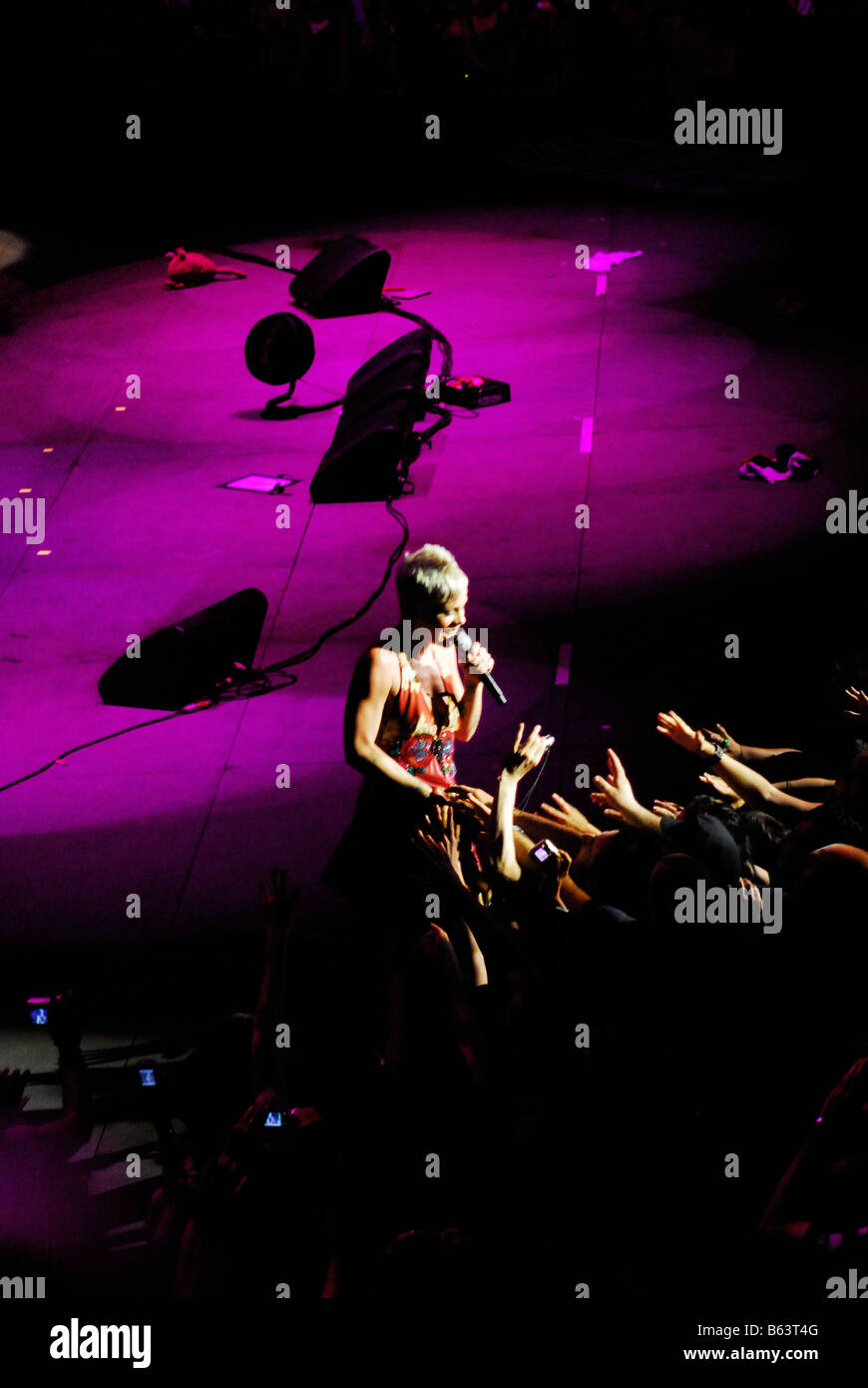 Pink, live concert at Roma Music Auditorium, Italy, 25/07/2007 Stock ...