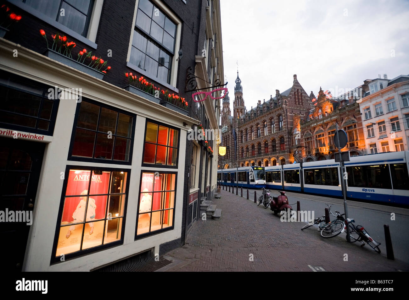 STORE FRONT WITH TULIP LIGHTS ABOVE WINDOW AMSTERDAM NETHERLANDS Stock ...