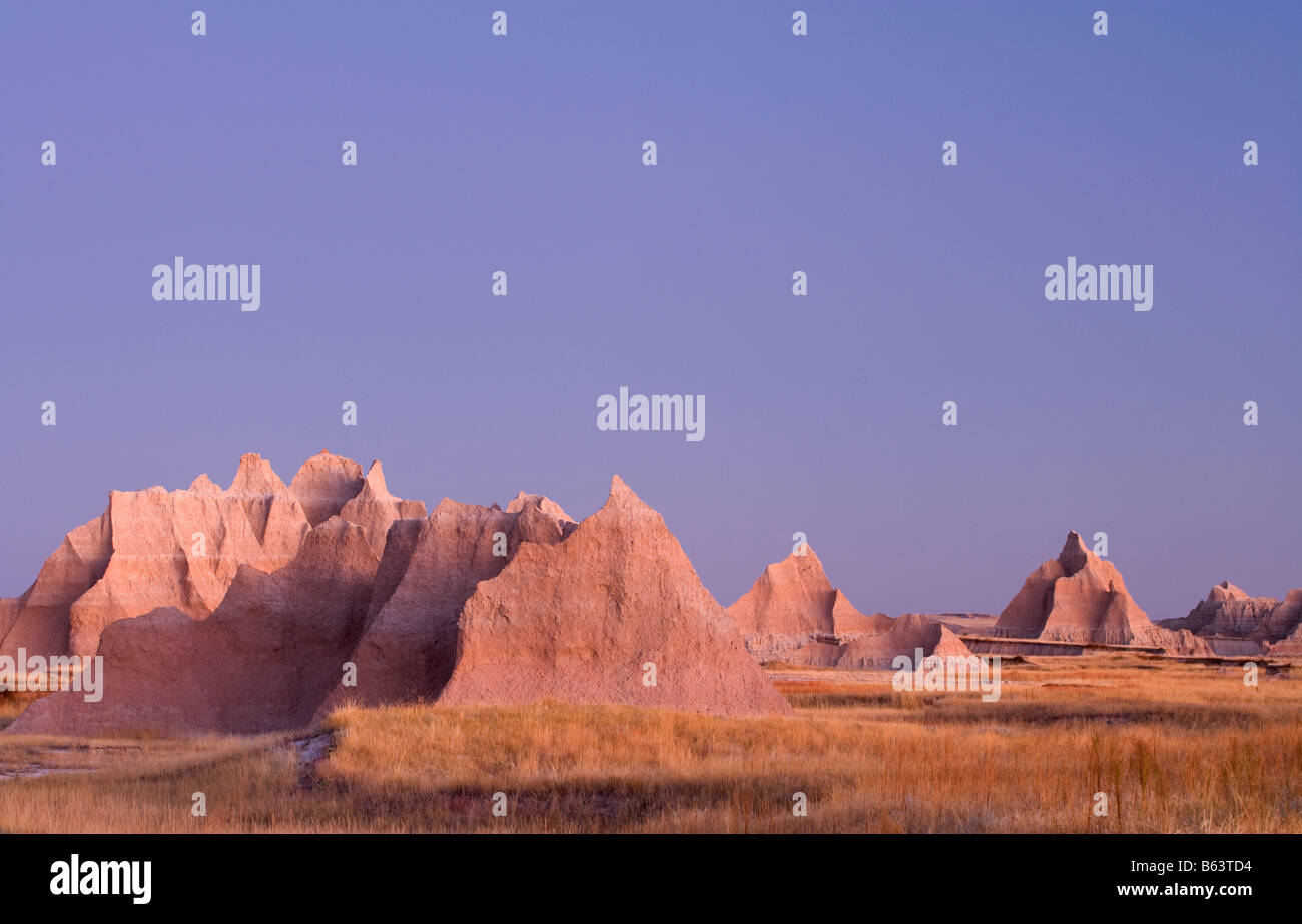 grassland and badland formations along Castle Trail, Badlands National ...