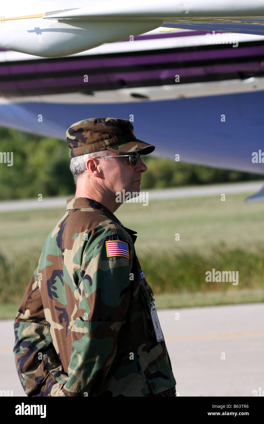 United States Army Security personnel at an airport in Waukesha ...