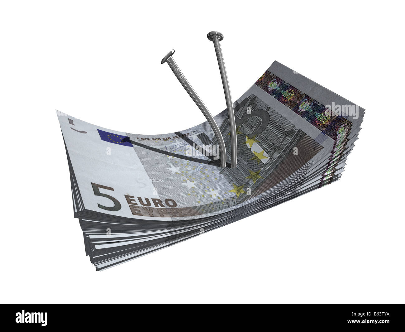 a bundle of euro notes isolated over white background Stock Photo - Alamy