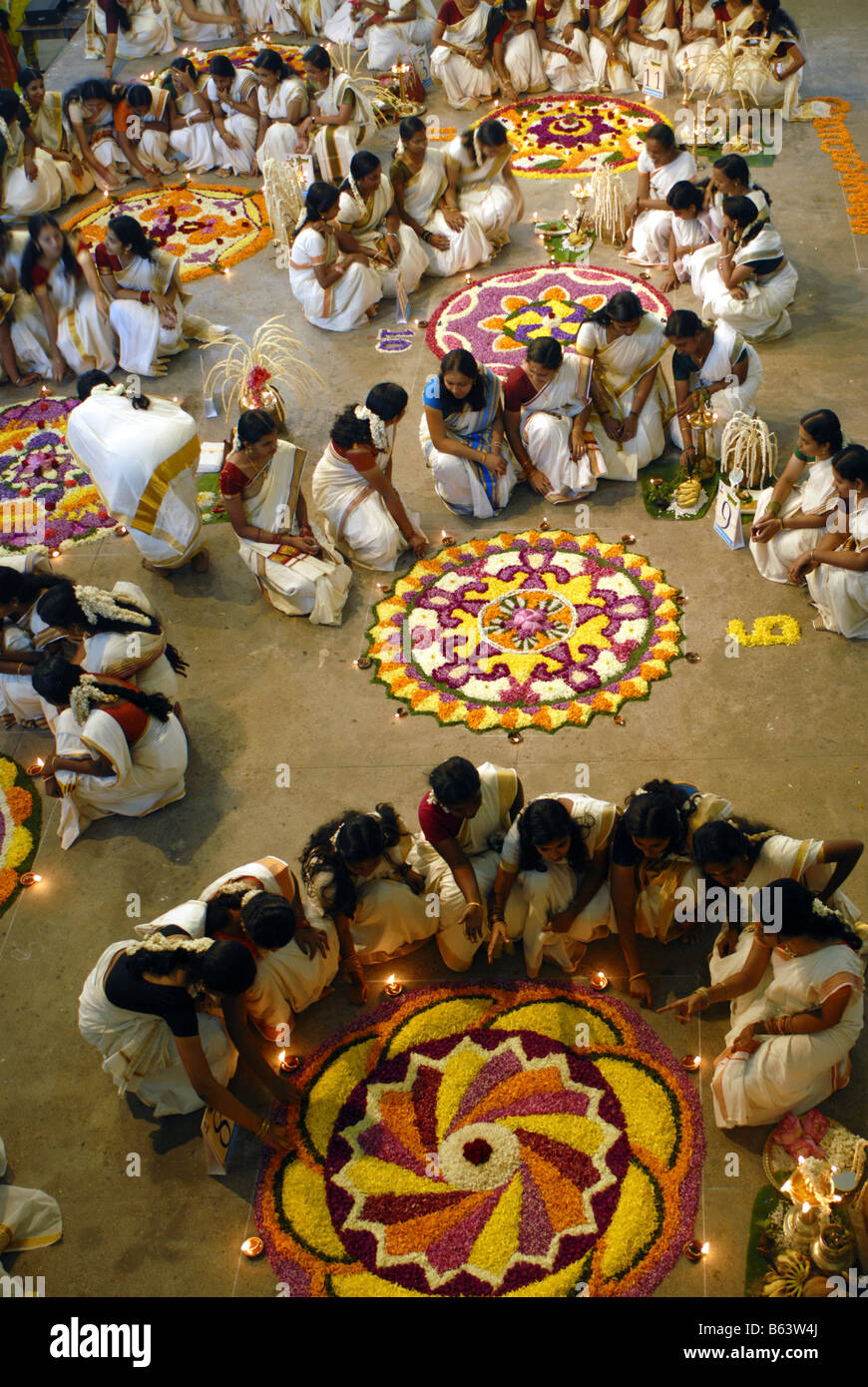FLORAL DECORATIONS DURING ONAM IN KERALA Stock Photo - Alamy