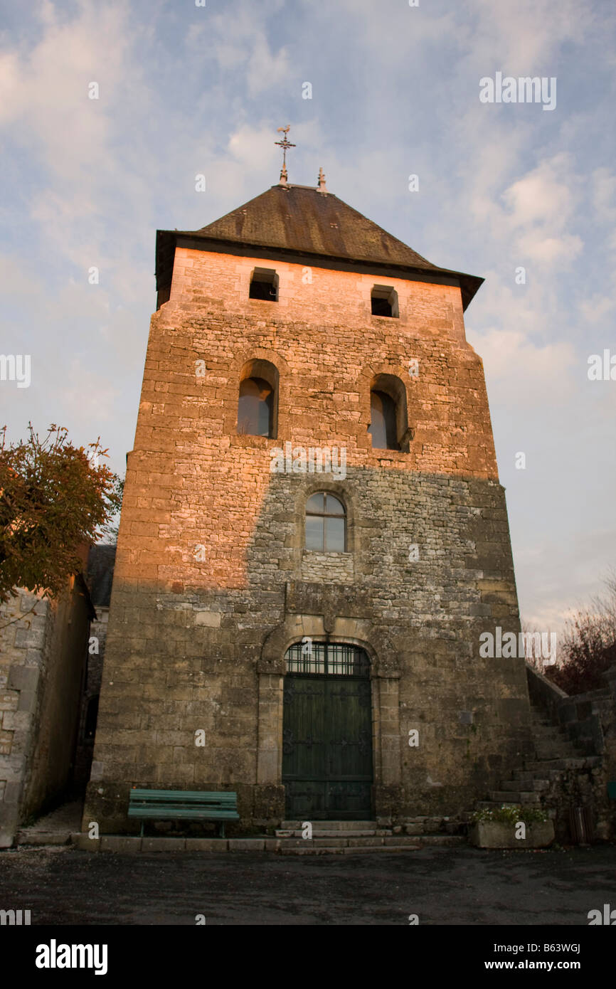 Church in Thenon in Perigord Dordogne Aquitaine France. Sunset Vertical ...