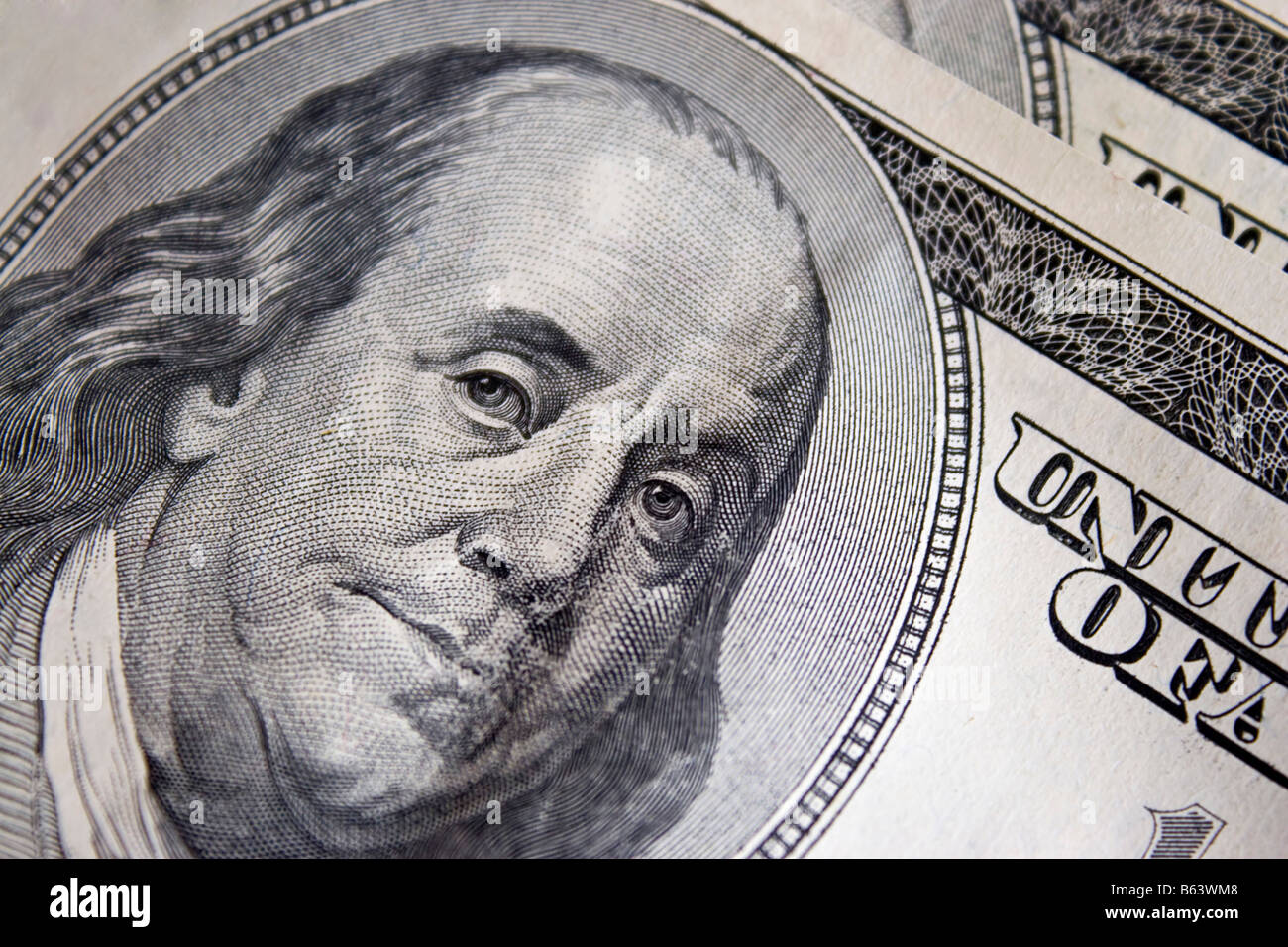 A closeup of the new 100 dollar bill picturing Benjamin Franklin It s ...