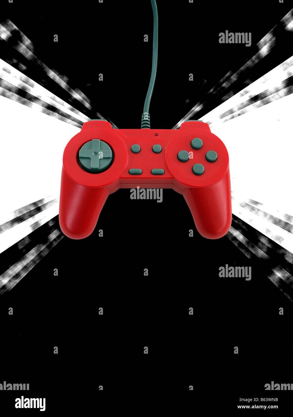 A red game controller isolated over white with plenty of copy space ...
