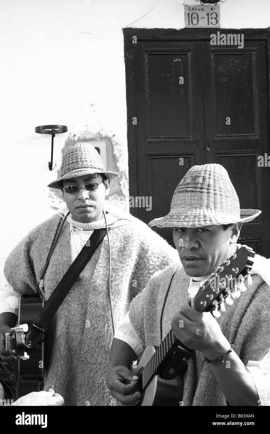 folk musicians with a traditional costume of the region, Tibasosa ...