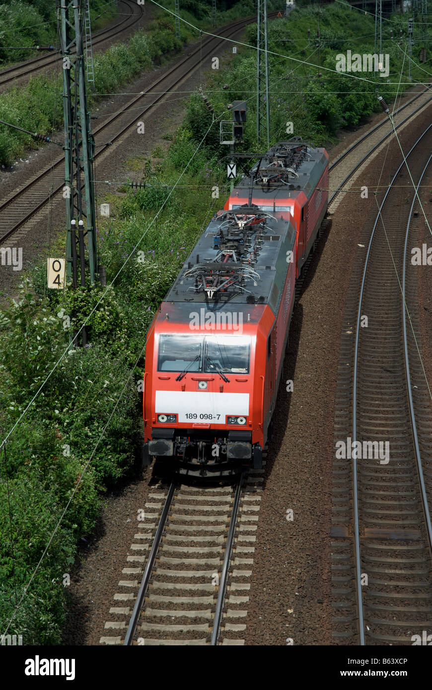German Railways electric locomotives, west of Cologne, Germany Stock ...