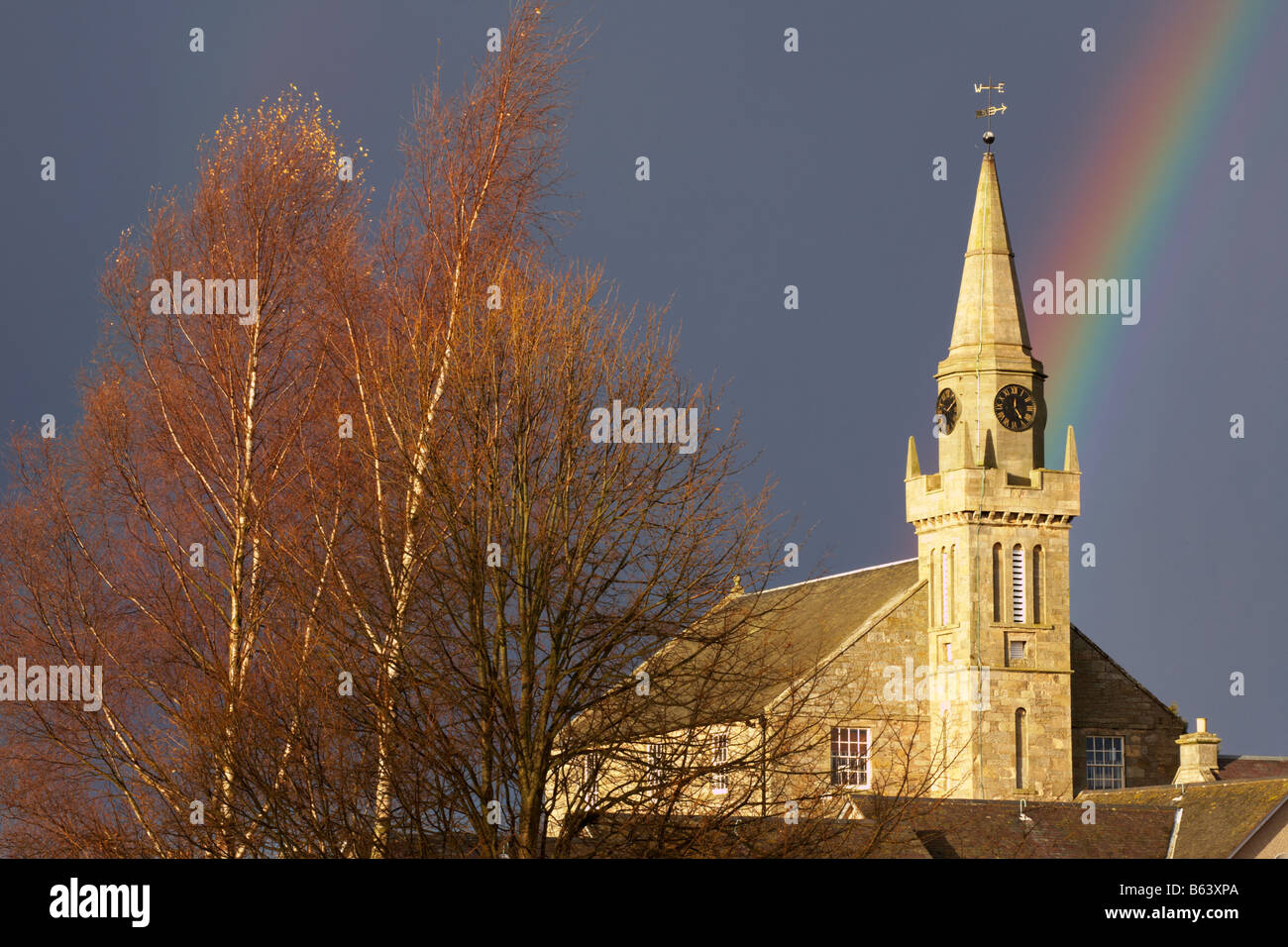 Church Steeple and Rainbow, Ceres, Fife, Scotland Stock Photo - Alamy