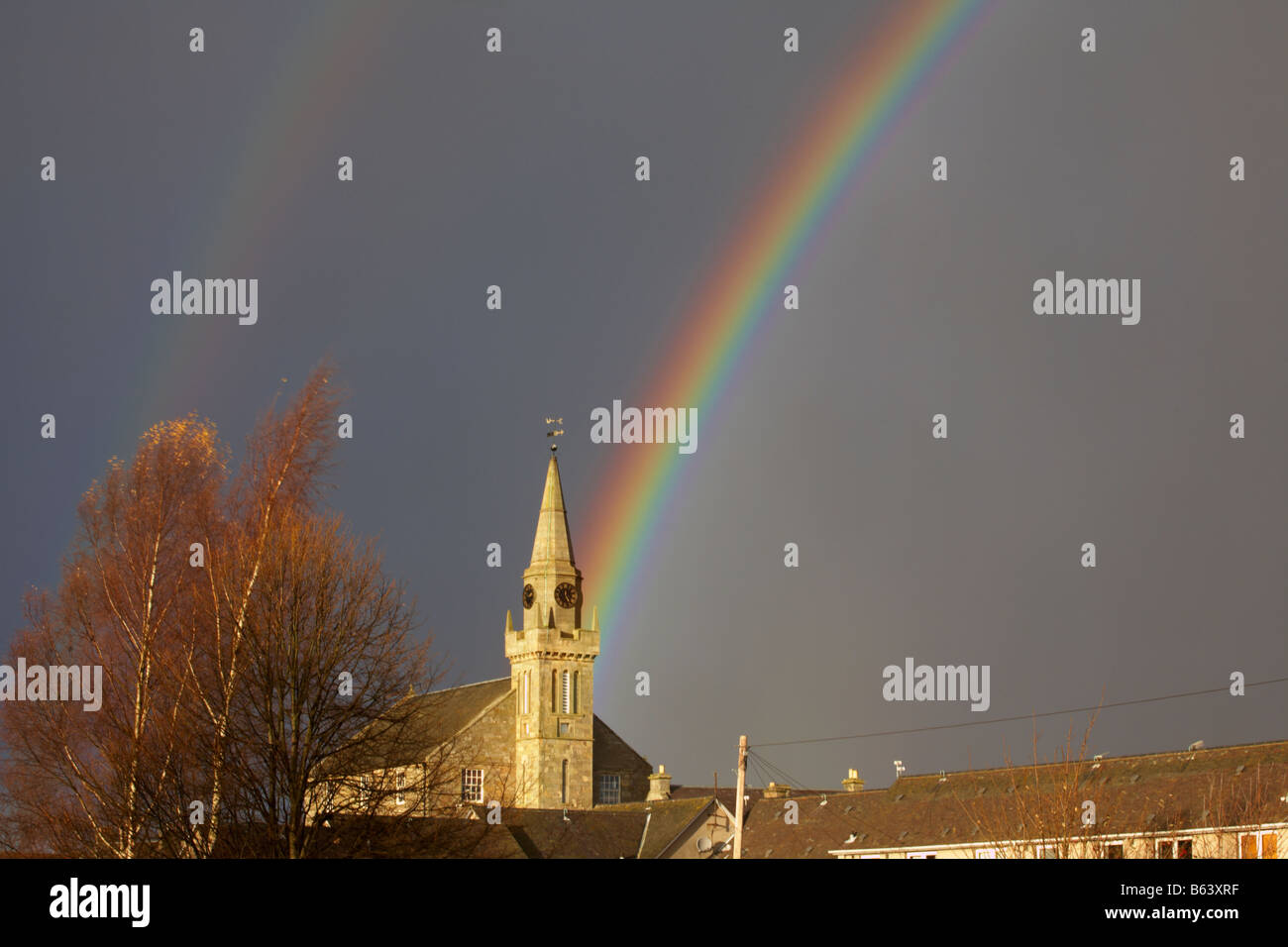 Church Steeple and Rainbow, Ceres, Fife, Scotland Stock Photo - Alamy