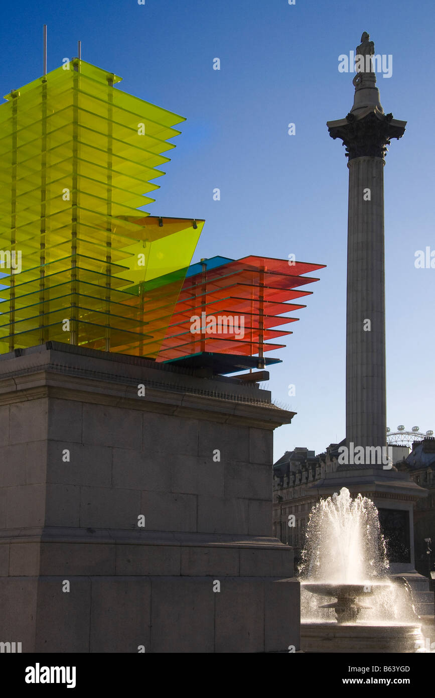Fourth plinth at Trafalgar Square, early morning Stock Photo - Alamy