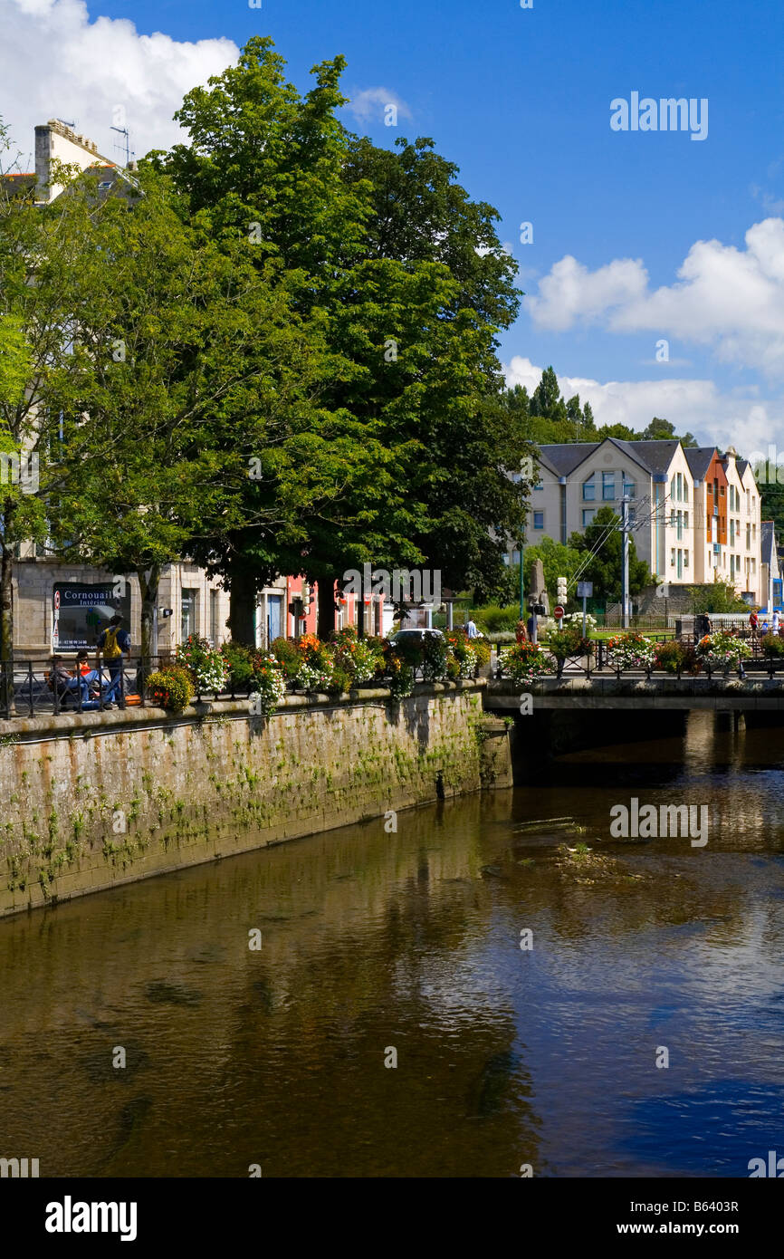 View of the River Odet in the centre of Quimper Brittany France Stock ...