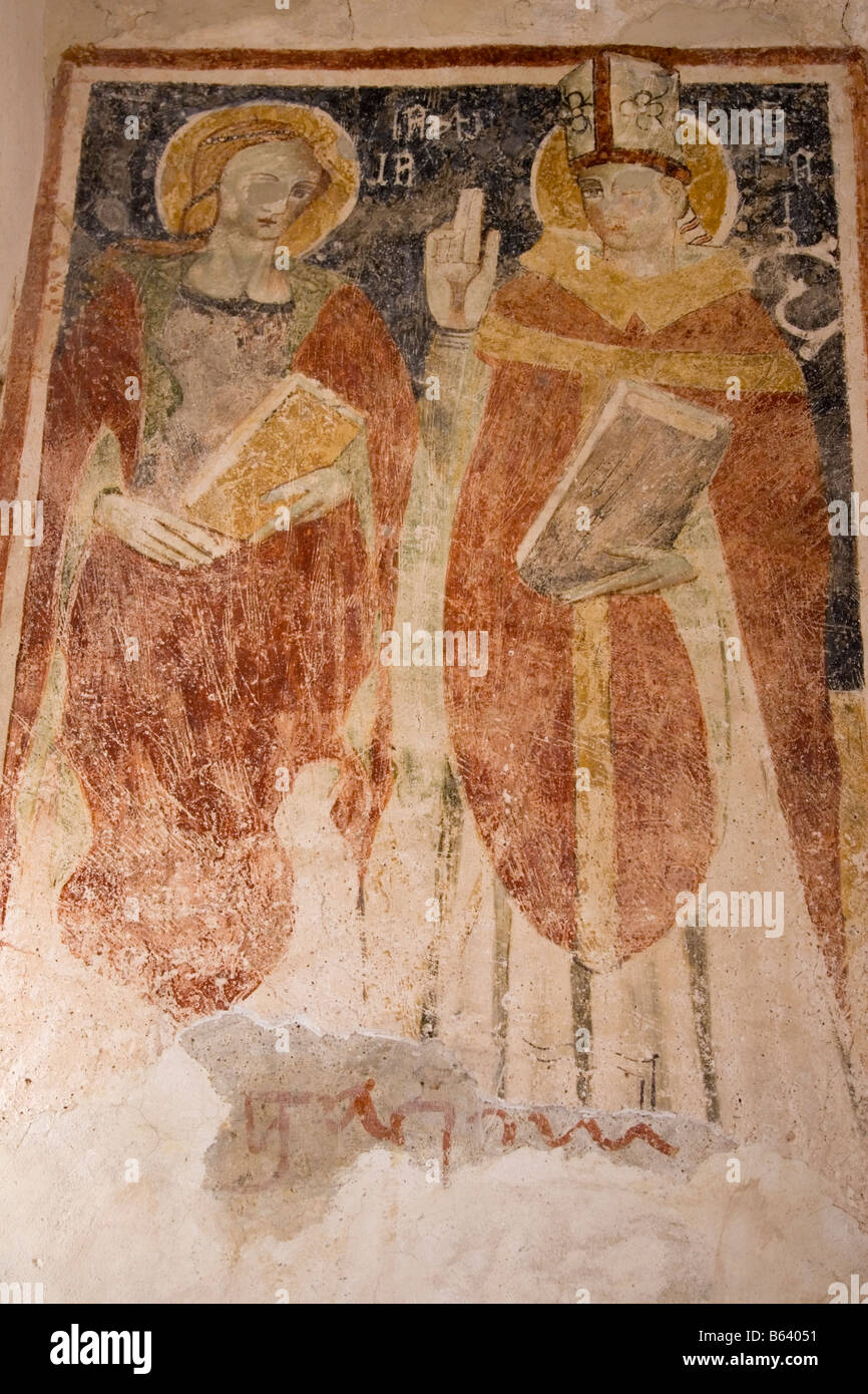 Byzantine frescoes at Hal Millieri Chapel in Malta Stock Photo - Alamy