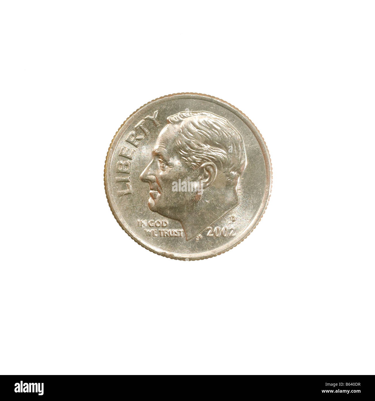 US one dime coin ten cents isolated on white background Stock Photo - Alamy