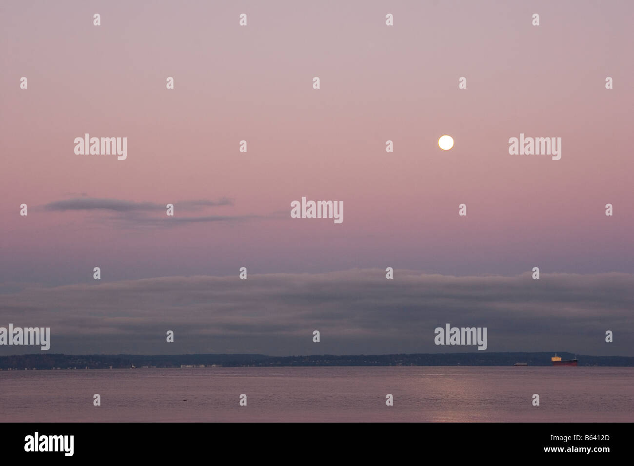 A full moon over the Puget Sound from the Seattle waterfront Seattle ...