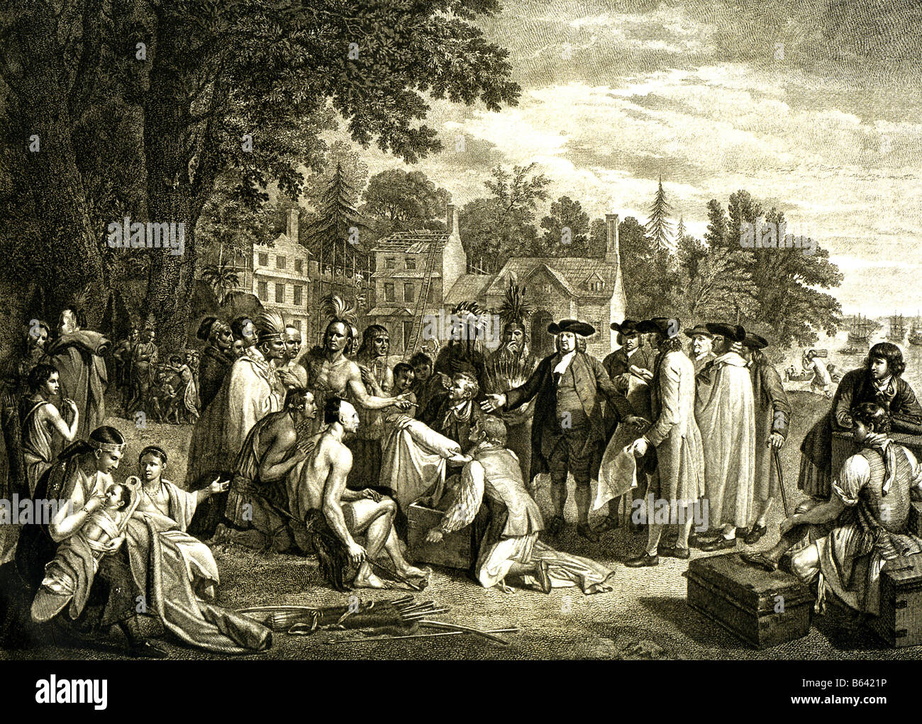 William Penn Meets with Indians Stock Photo - Alamy