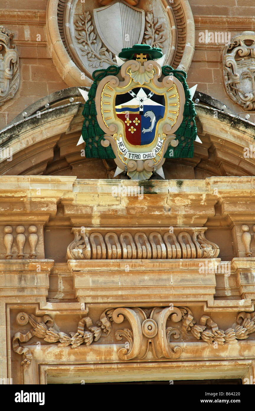 St Pauls Cathedral Medina Malta= Episcopal Coat of Arms Stock Photo - Alamy
