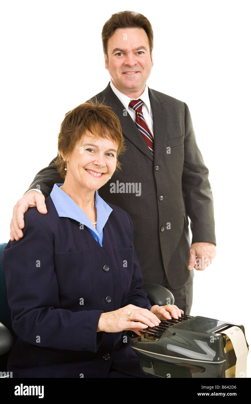 Portrait of a court reporter and an attorney Isolated on white ...