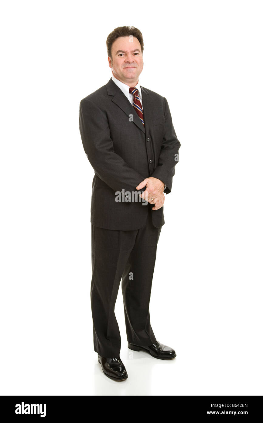 Full body view of handsome businessman in his forties Isolated on white ...