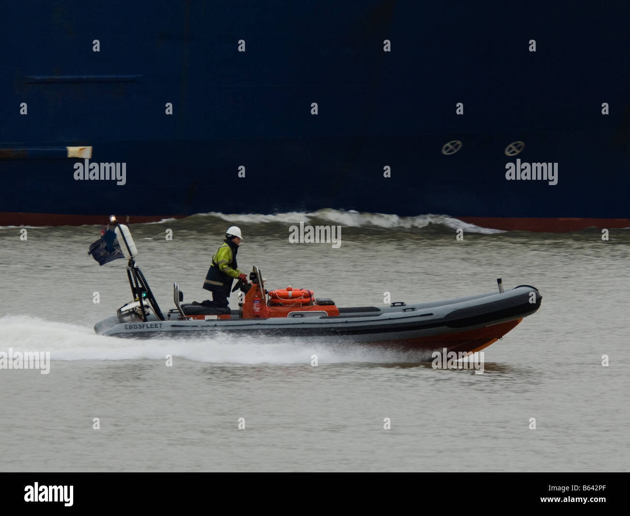river survey launch boat speeding down the River Thames Stock Photo - Alamy