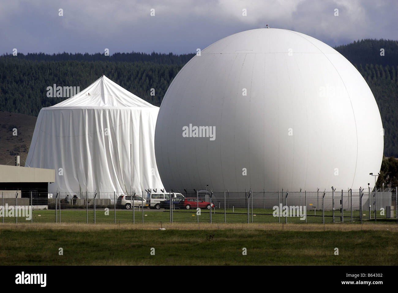 The spy domes of the Waihopai Spy Base showing one of the pressured ...