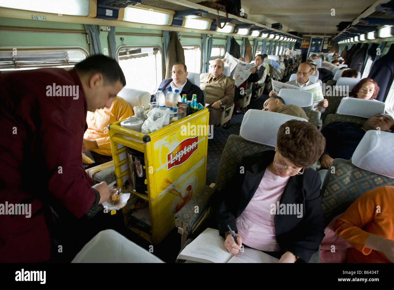 Egypt, Alexandria, selling Lipton Tea in the train from Alexandria to ...