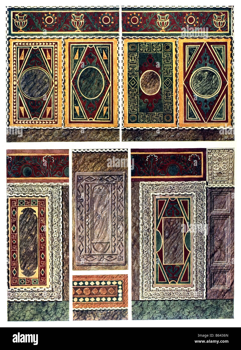 Byzantine Ornament, Polychrome wall decoration made of marble Stock ...