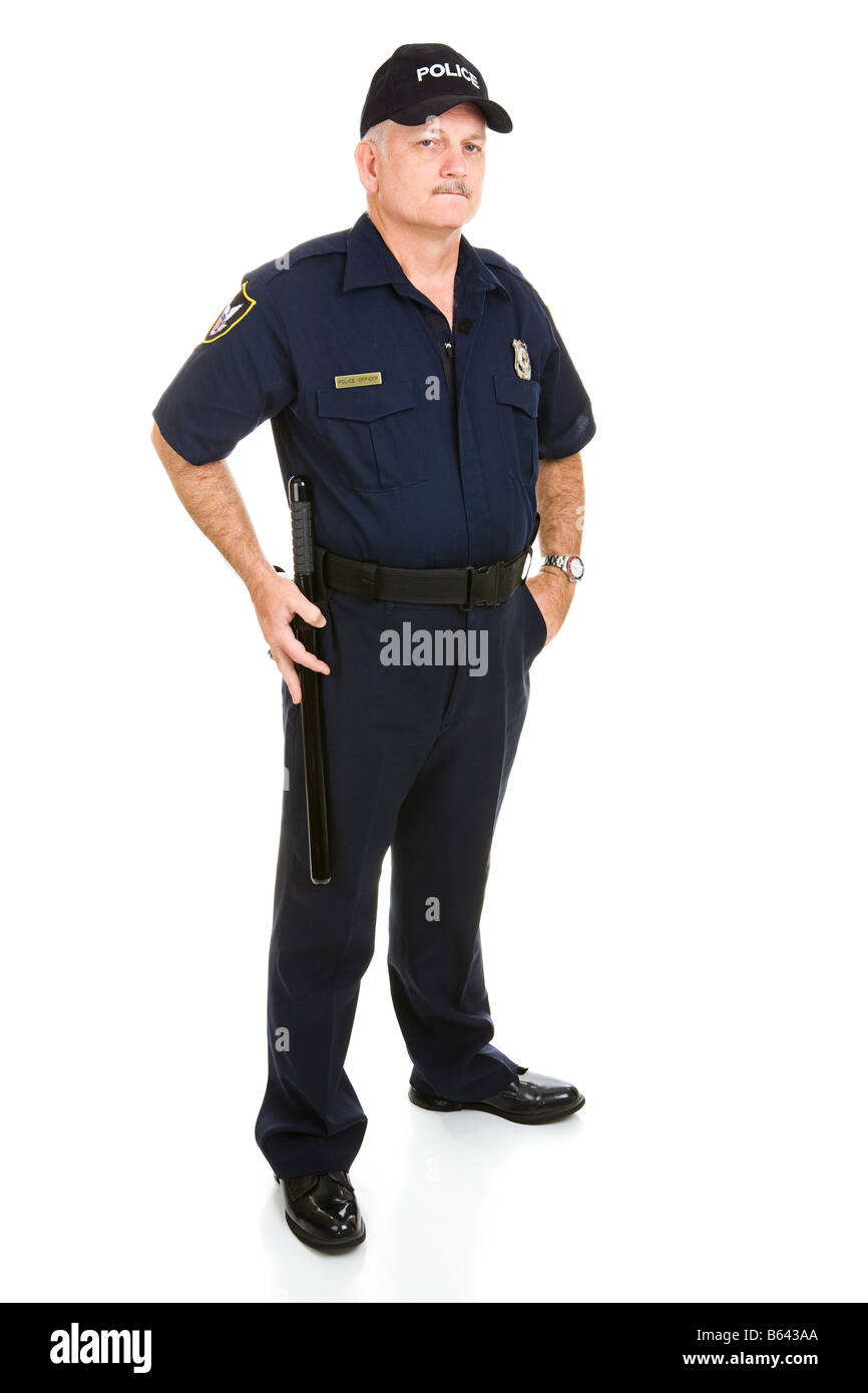 Full body isolated view of a serious police officer Stock Photo - Alamy