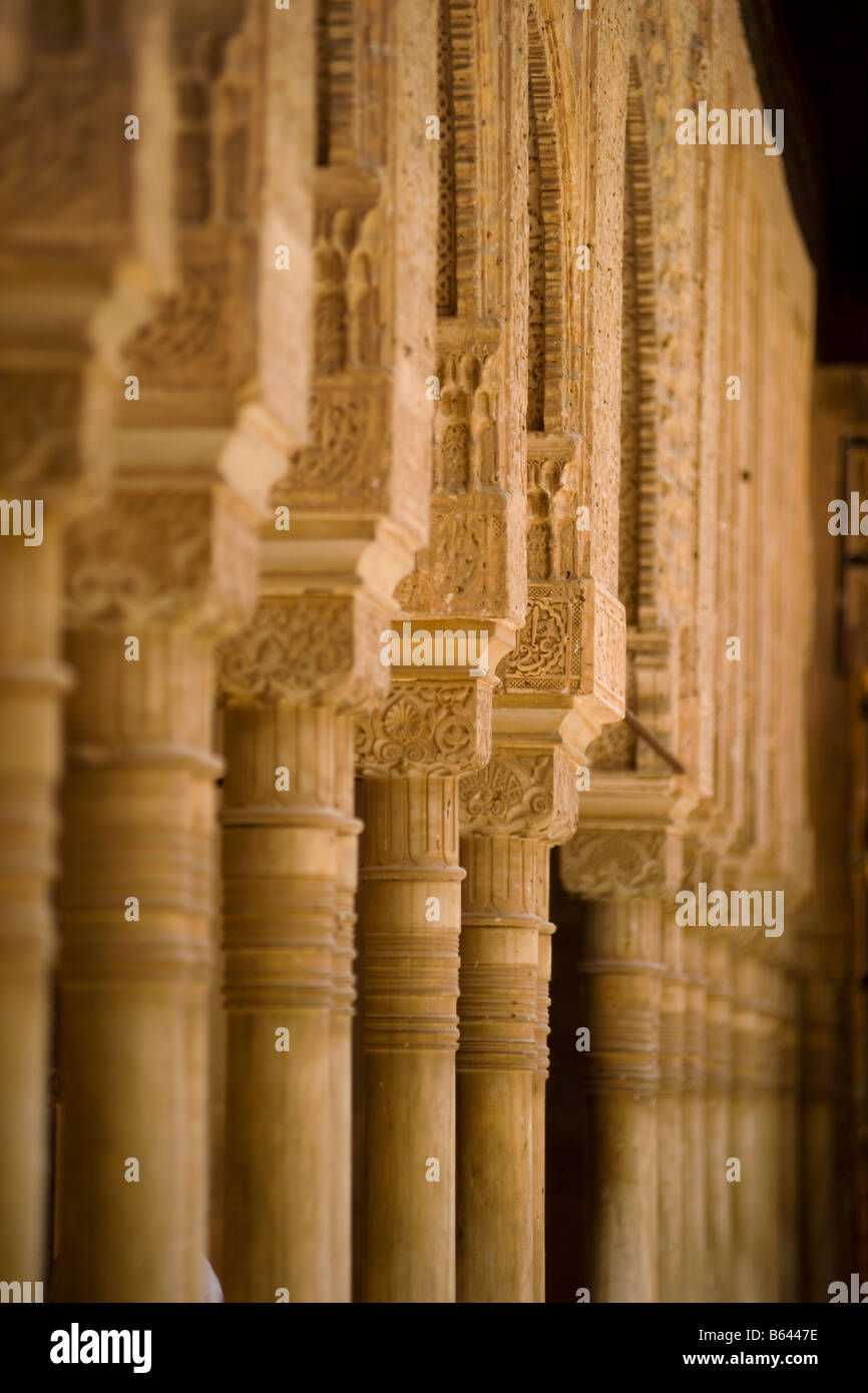 Architecture detail of columns at the Alhambra. Granada, Andalusia ...