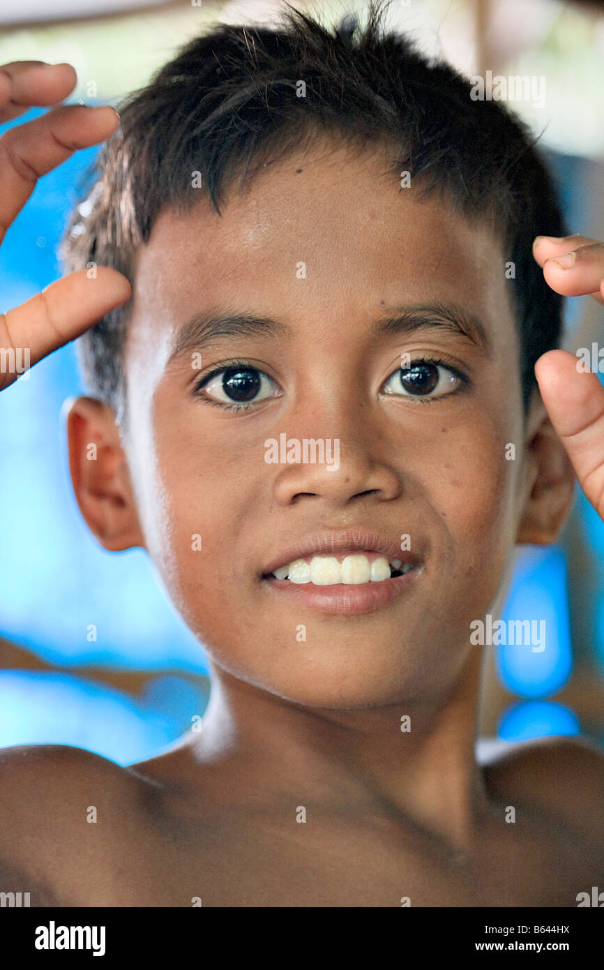Cambodian boy plays, Mekong Island near Phnom Penh, Cambodia Stock ...