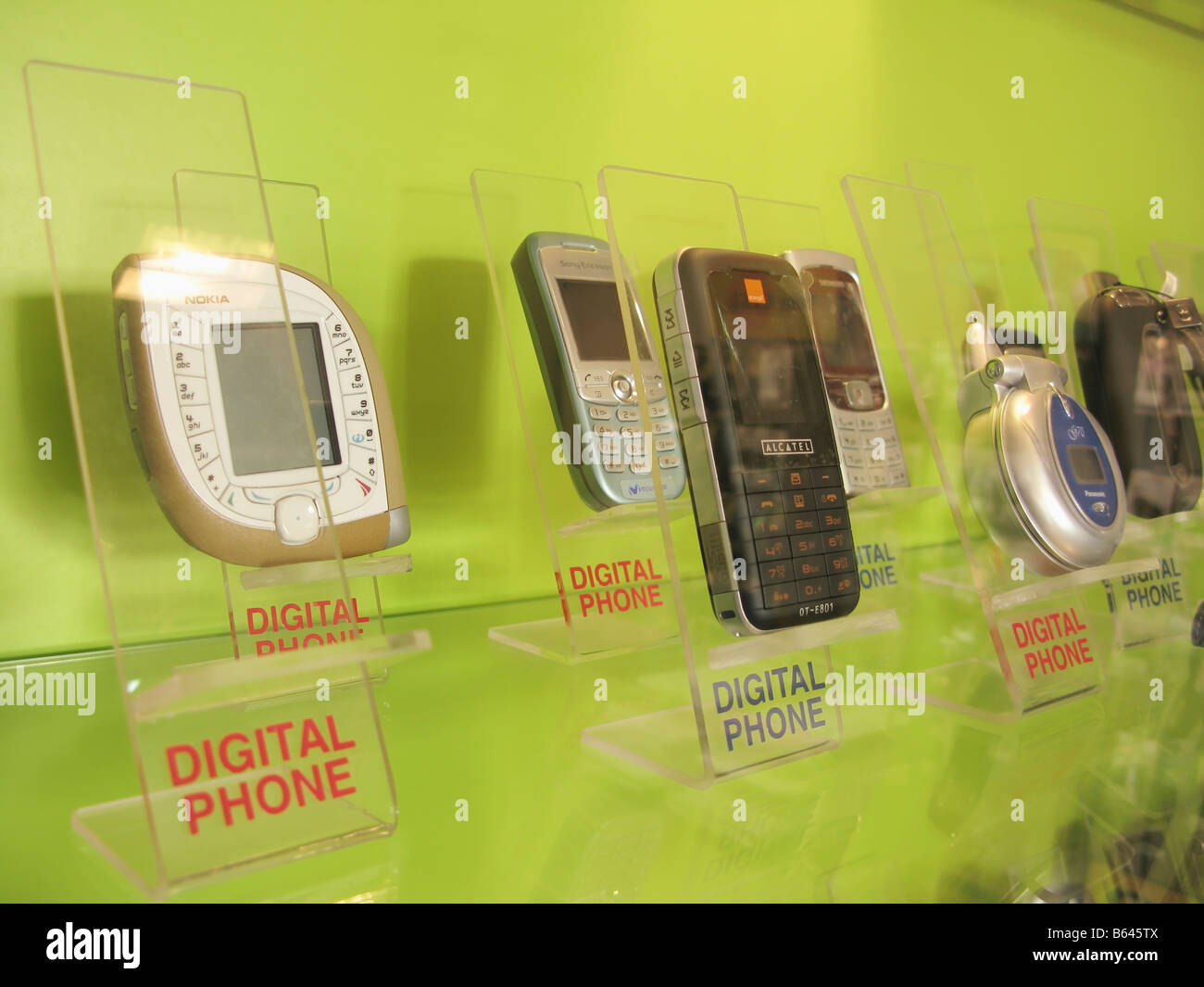 New mobile phones on display Stock Photo - Alamy