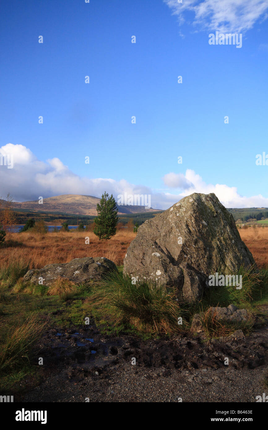 Bruce's Stone at Clatteringshaws Loch, Galloway Forest Park, Scotland ...