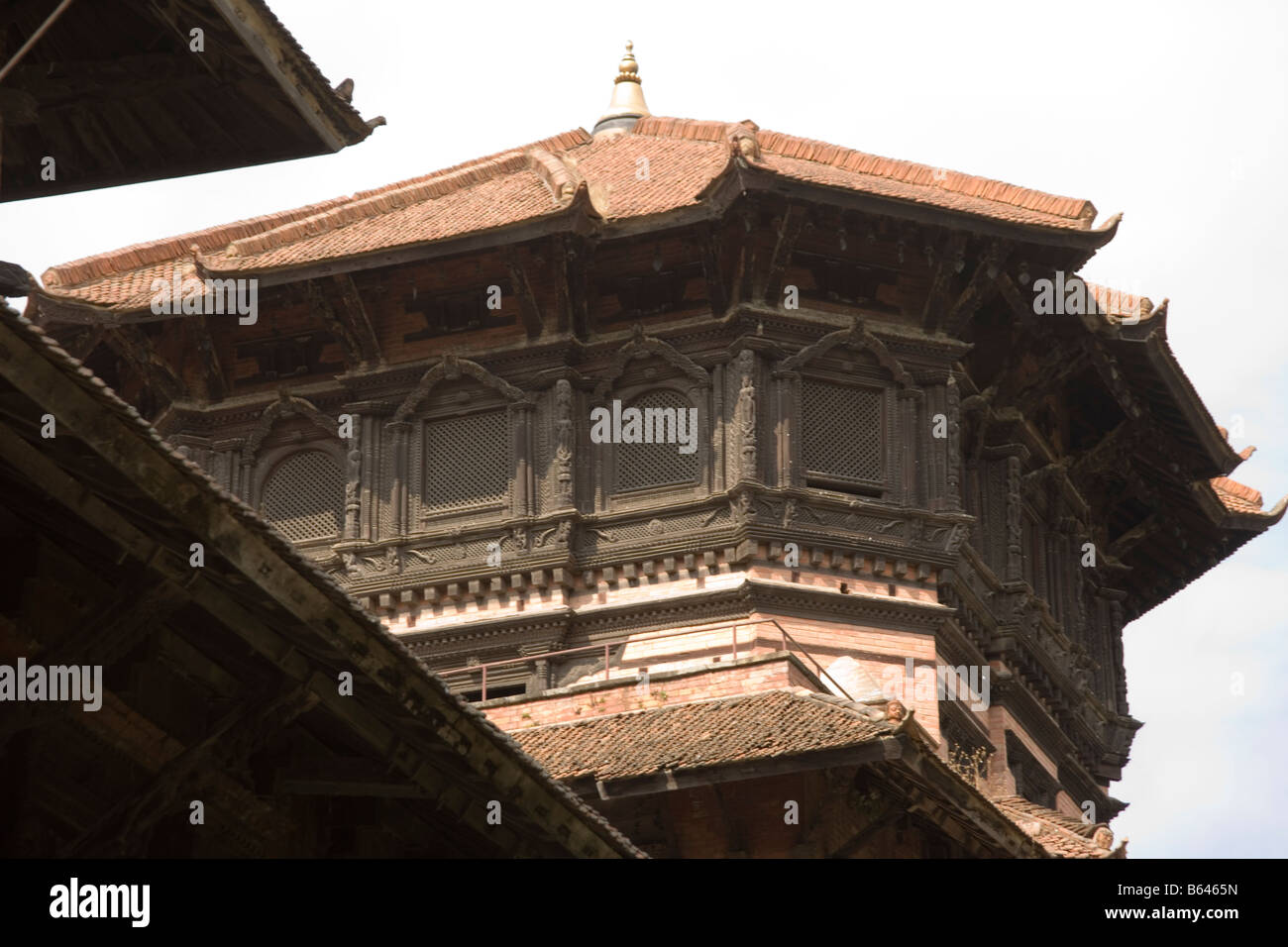 Wood carvings and window on the Basantapur Tower in the Durbar Square ...