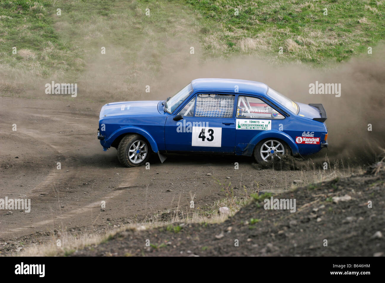 Blue rally car in a race Stock Photo - Alamy