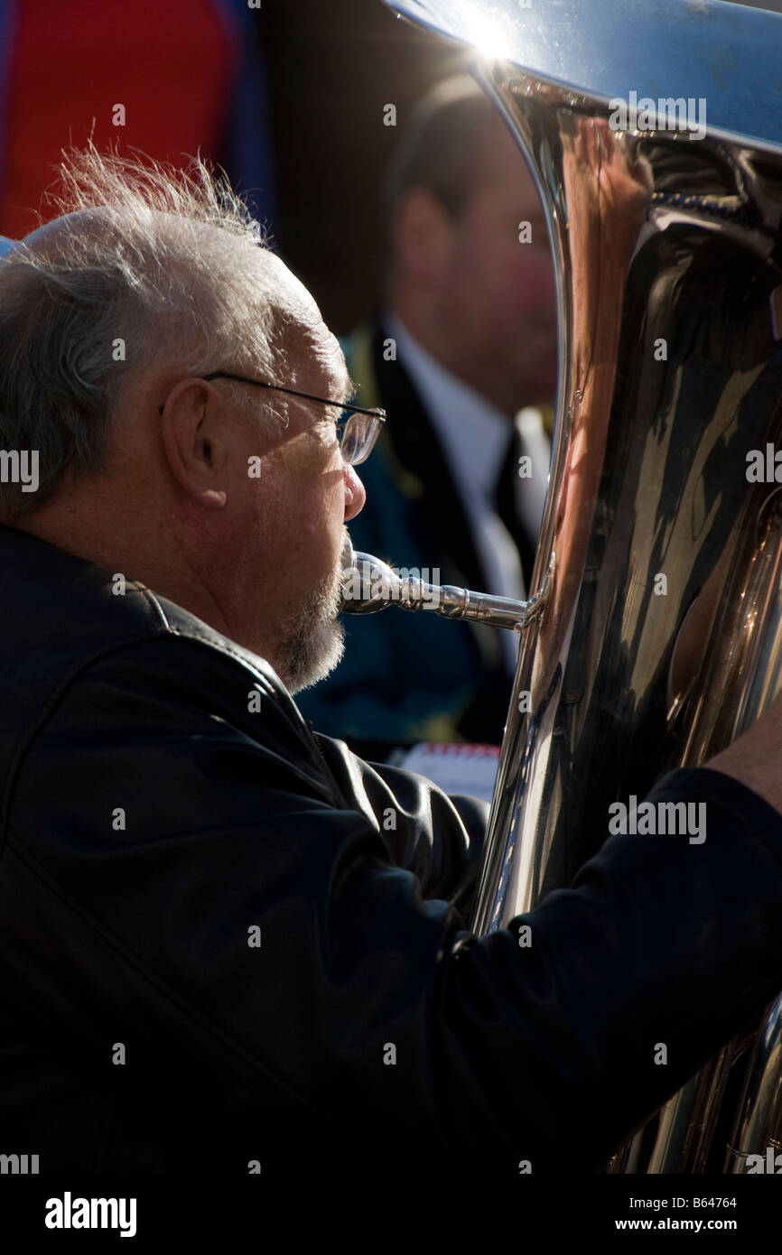 Man playing tuba in silver band Stock Photo - Alamy
