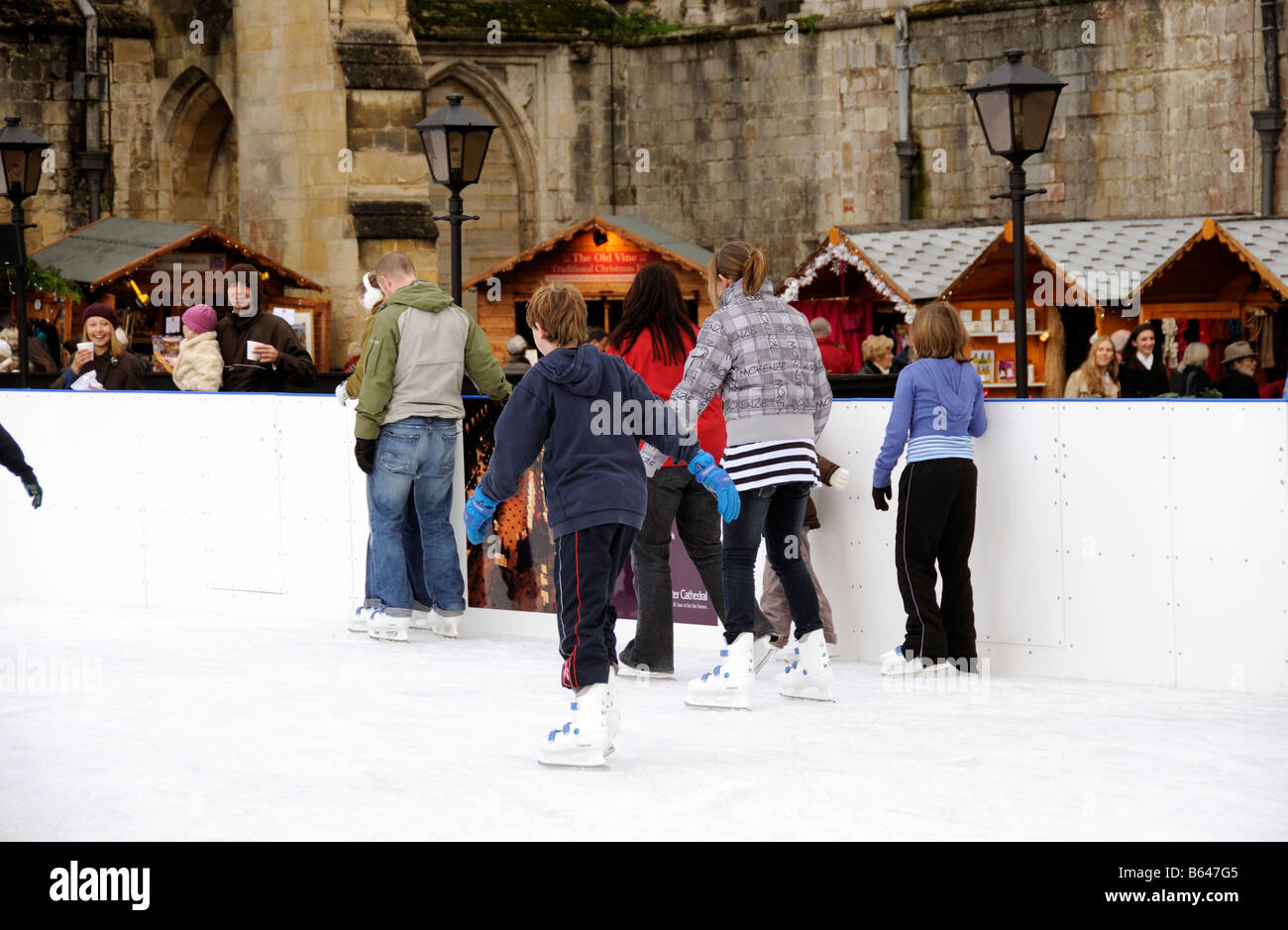 Winchester Cathedral Christmas ice rink Hampshire England UK Stock ...