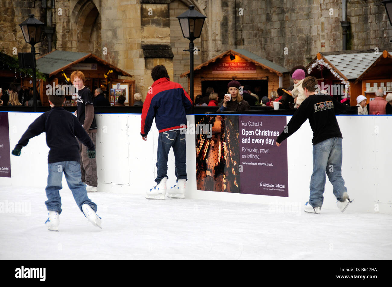 Winchester Cathedral Christmas ice rink Hampshire England UK Stock ...